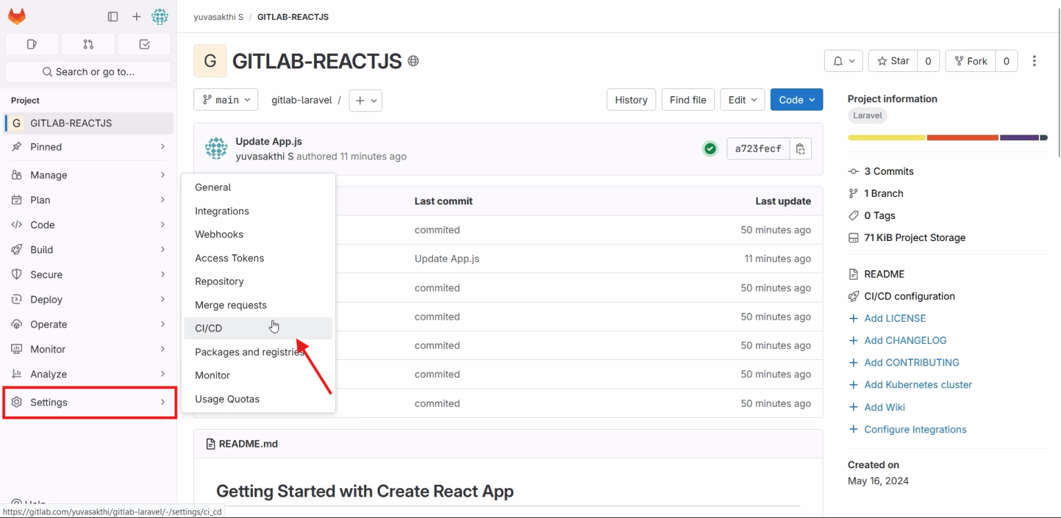How to setup CI/CD pipeline to automate build and deployment to React js project on Gitlab ...