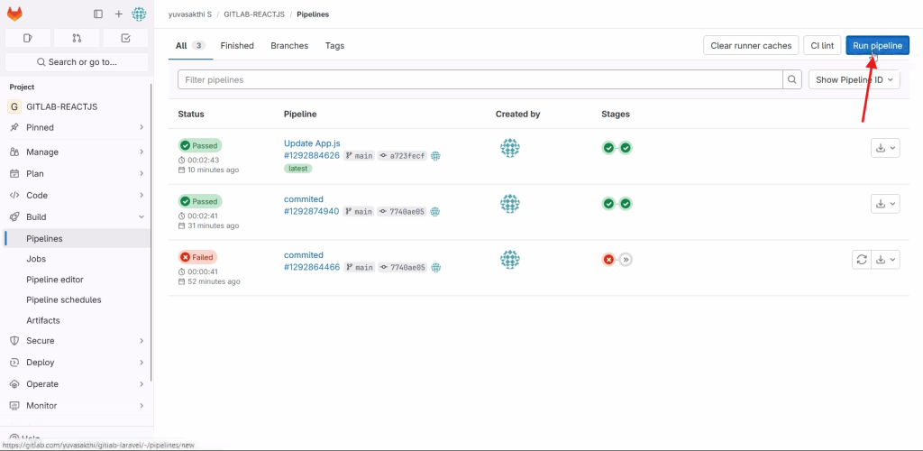 How to setup CI/CD pipeline to automate build and deployment to React js project on Gitlab ...