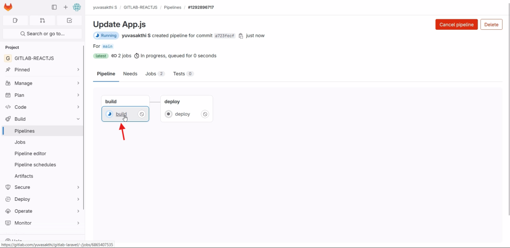 How to setup CI/CD pipeline to automate build and deployment to React js project on Gitlab ...