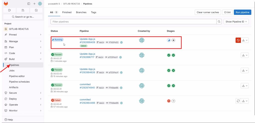How to setup CI/CD pipeline to automate build and deployment to React js project on Gitlab ...